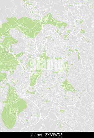 Satellite view of Jerusalem, city map, street and building. Israel. It ...