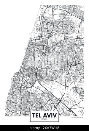 Urban vector city map of Tel Aviv, Israel, middle east Stock Vector ...