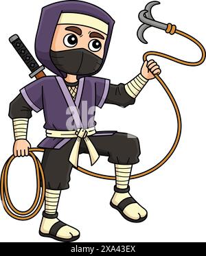 Ninja Grappling Hook Cartoon Colored Clipart Stock Vector Image & Art ...