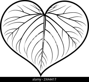 Oak leaf with veins icon logo sign vector outline in black and white ...