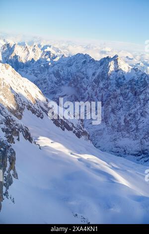 Snowy Mountain Range and Blue Sky in Austria Panorama Stock Photo - Alamy