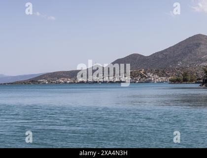 The town of Elounda in northern Crete, seen from near Plaka Stock Photo ...
