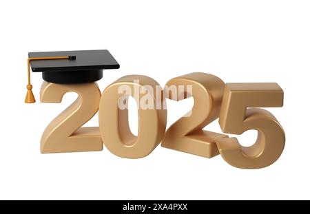 Class of 2025 3d icon. Congratulation graduates design template with ...