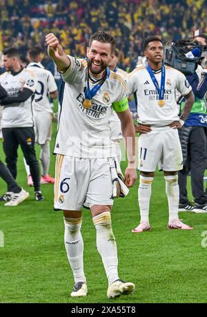 Nacho Fernandez (6) of Real Madrid celebrates during a soccer game ...