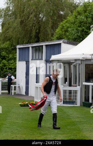 Windsor, UK. 3rd June 2024. Jockey Kieran Shoemark heads out to race in ...