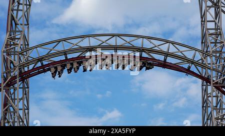 The People having fun on the Zadra roller coaster at the Energylandia ...
