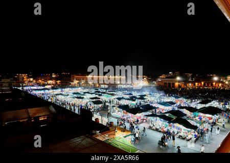 top view of Jamaa Lafna at night in marrakesh city in morocco Stock ...