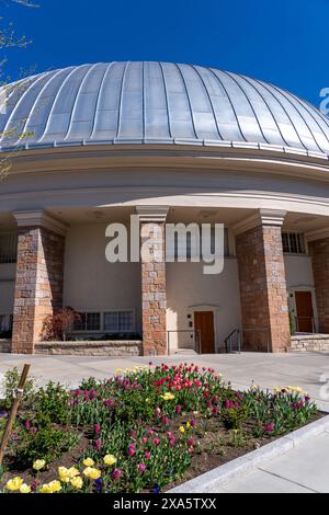 The Salt Lake Tabernacle with its domed metal roof, completed in 1867 ...