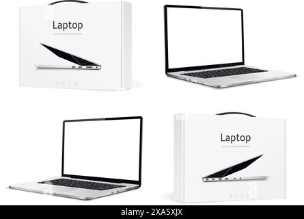 Boxes with new notebook computers. Vector illustration Stock Vector ...