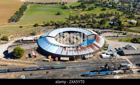 An aerial view of the Junee Roundhouse Railway Museum in Junee ...