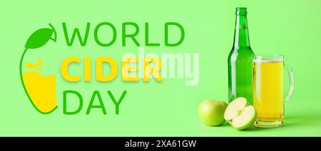 Banner for World Cider Day with tasty beverage and apples Stock Photo ...