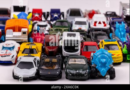 A collection of toy cars parked together Stock Photo - Alamy