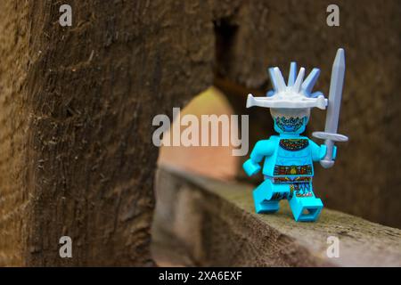 Toy, blue mini, comic character. Super villain from super-hero movie ...
