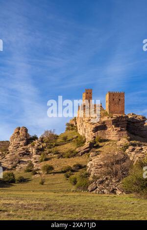 Castillo de Zafra in Guadlajara, Spain, Medieval castle in the rock ...
