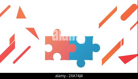Image of Jigsaw puzzle forming a square and multiple orange shapes ...