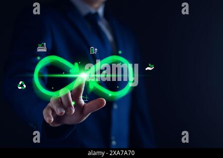 Concept of circular economy with businessman Stock Photo - Alamy