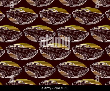 Muscle car vector set collage with Green colors and green engine ...