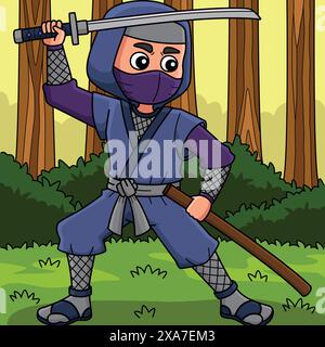 Ninja with a Katana and Sheath Cartoon Clipart Stock Vector Image & Art ...