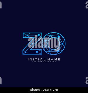 ZO logo with geometric shape vector monogram design template isolated ...