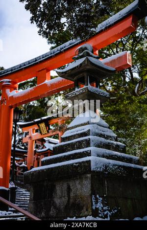 A Rare Winter snow at Torii Gate Tunnel at Fushimi Inari Shrine in ...