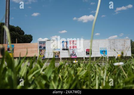 Illustration of election poster panels at the entrances to villages in ...