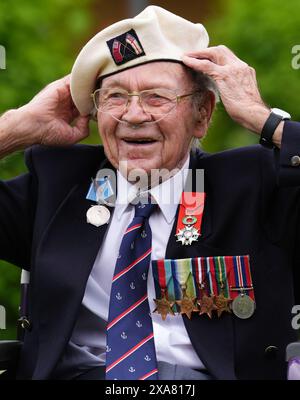 D-Day veteran Albert Lamond adjusts his beret at The Erskine Home in ...