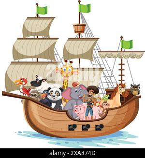 Various animals on a wooden sailing ship Stock Vector Image & Art - Alamy