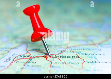 Linkoping, Sweden pin on map Stock Photo - Alamy