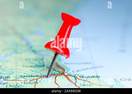Sandviken, Sweden pin on map Stock Photo - Alamy