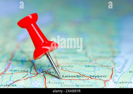 Lessebo pinned on a map of Sweden Stock Photo - Alamy