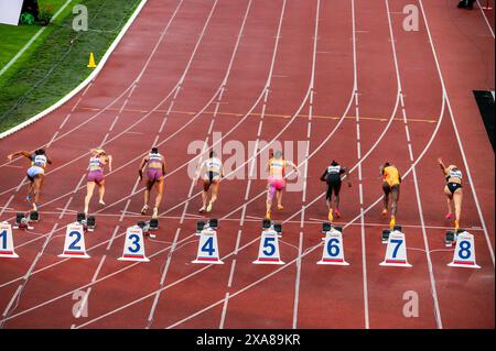 OSTRAVA, CZECHIA, MAY 28, 2024: Top Athletes Ready for the 100-Meter ...
