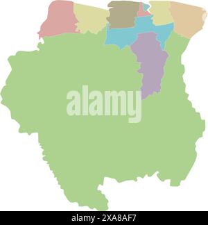 Suriname political map of administrative divisions - districts. Blank ...