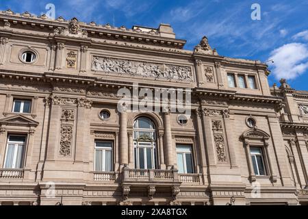 Detail of the side view of the Teatro Colon opera house in Buenos Aires ...