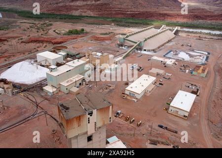 The Intrepid Potash Mine processing facility near Moab, Utah. The long ...