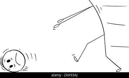 Person lost his mind or head, vector cartoon stick figure or character ...