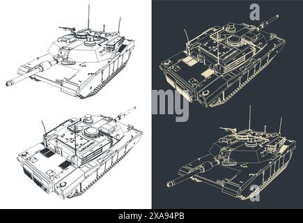 Stylized vector illustrations of a M1 Abrams tank Stock Vector Image ...