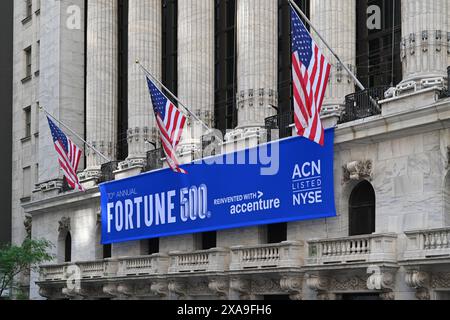 Signage for Accenture (ACN) outside the New York Stock Exchange (NYSE ...