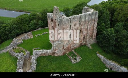 Ruins of Norham Castle overlooking the River Tweed, Northumberland ...