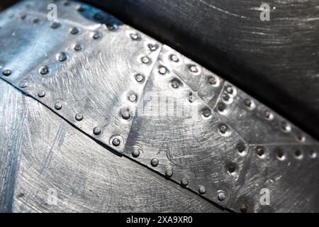 Steel joint structure with bolts and rivets at the construction site ...