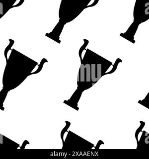 Winner trophy cup seamless pattern. Black simple silhouette texture ...