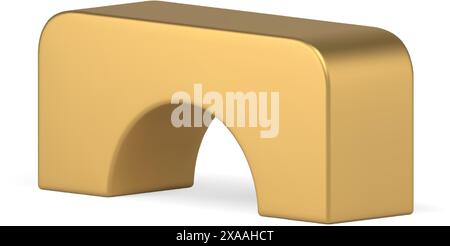 Golden rectangular arch curved metallic geometric shape decorative ...
