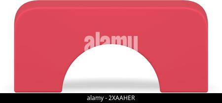 Red smooth rectangular column 3d arch curved geometric shape decorative ...