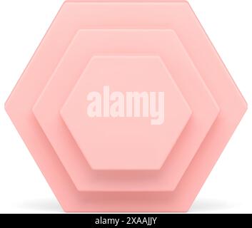 Pink hexagon vertical stand construction wall block with shadow ...