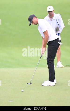 Ludvig Aberg on the 5th hole during day four of the Genesis Scottish Open 2024 at The ...