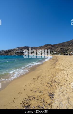 The famous sandy beach Manganari in Ios island, Greece Stock Photo - Alamy