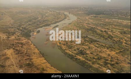 Aerial of the Jur river, Wau, Western Bahr el Ghazal, South Sudan ...
