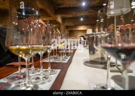 View of people sampling wine at Robertson Kooperatiewe Wynmakery ...