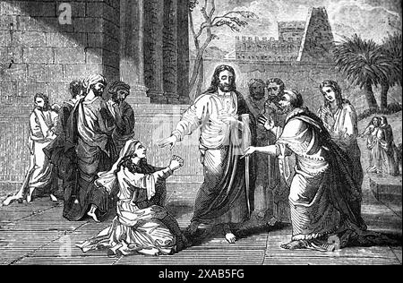 Wood Engraving of Jesus Christ and The Miracle of the Loaves from ...