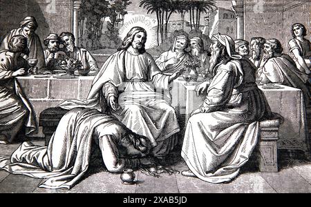 Mary Magdalene Wiping Jesus' Feet Stock Photo - Alamy
