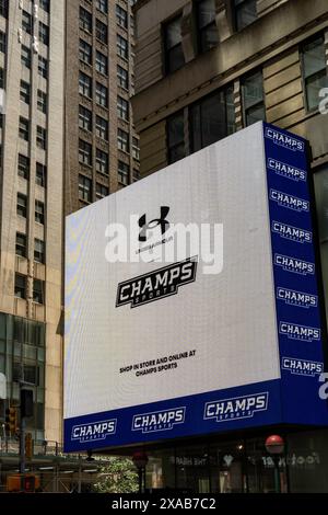 Times Square buildings are covered with bright electronic billboards 24 ...